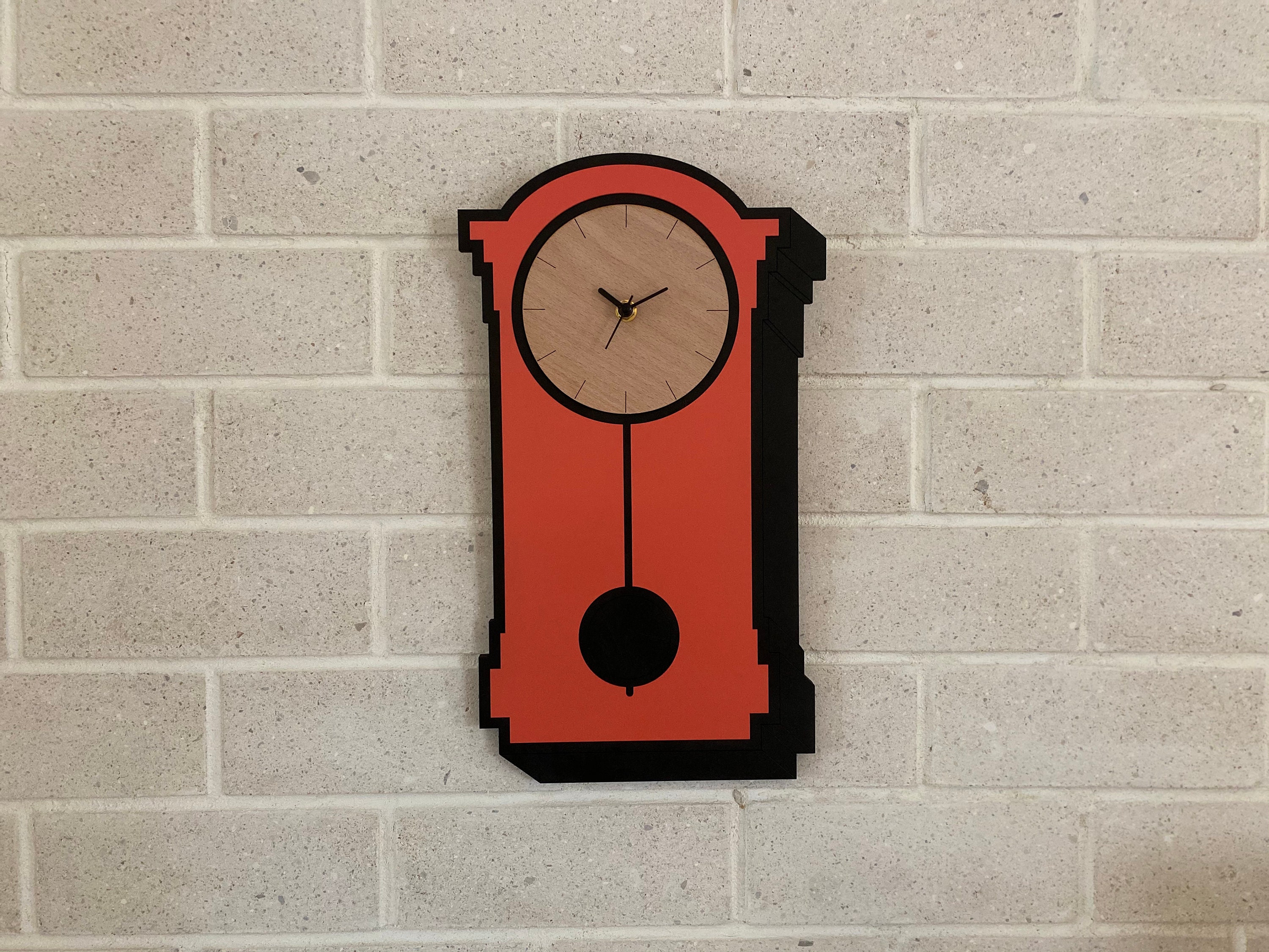 Red Wood Wall Clock, Artisan Home Gifts, Modern Wall Clock, Clock for ...
