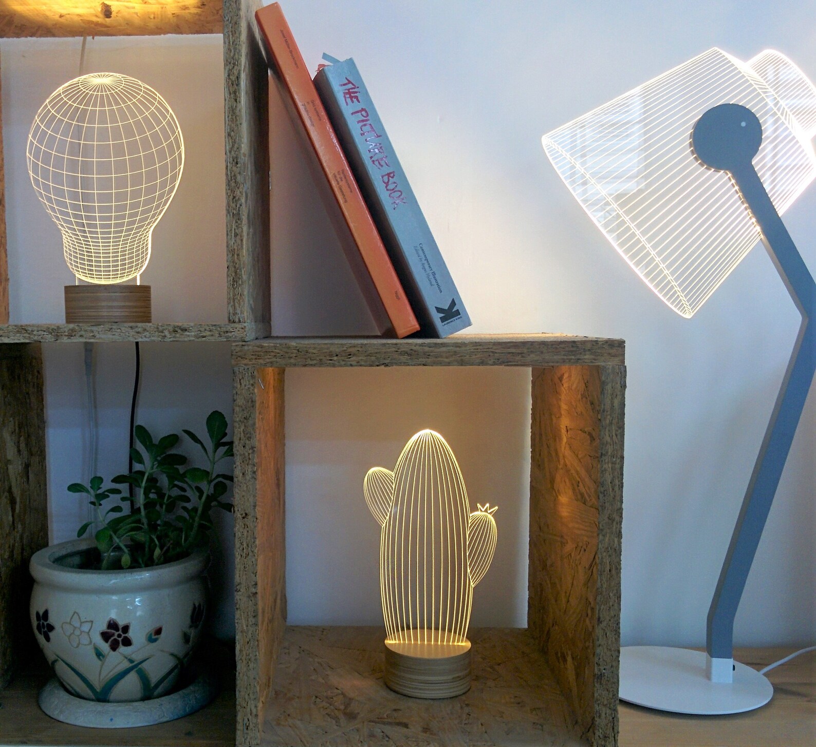 The Original CACTUS BULBING Optical Illusion 2D to 3D Table Lamp, Eco ...