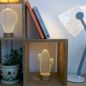 The Original CACTUS BULBING Optical Illusion 2D to 3D Table Lamp, Eco ...