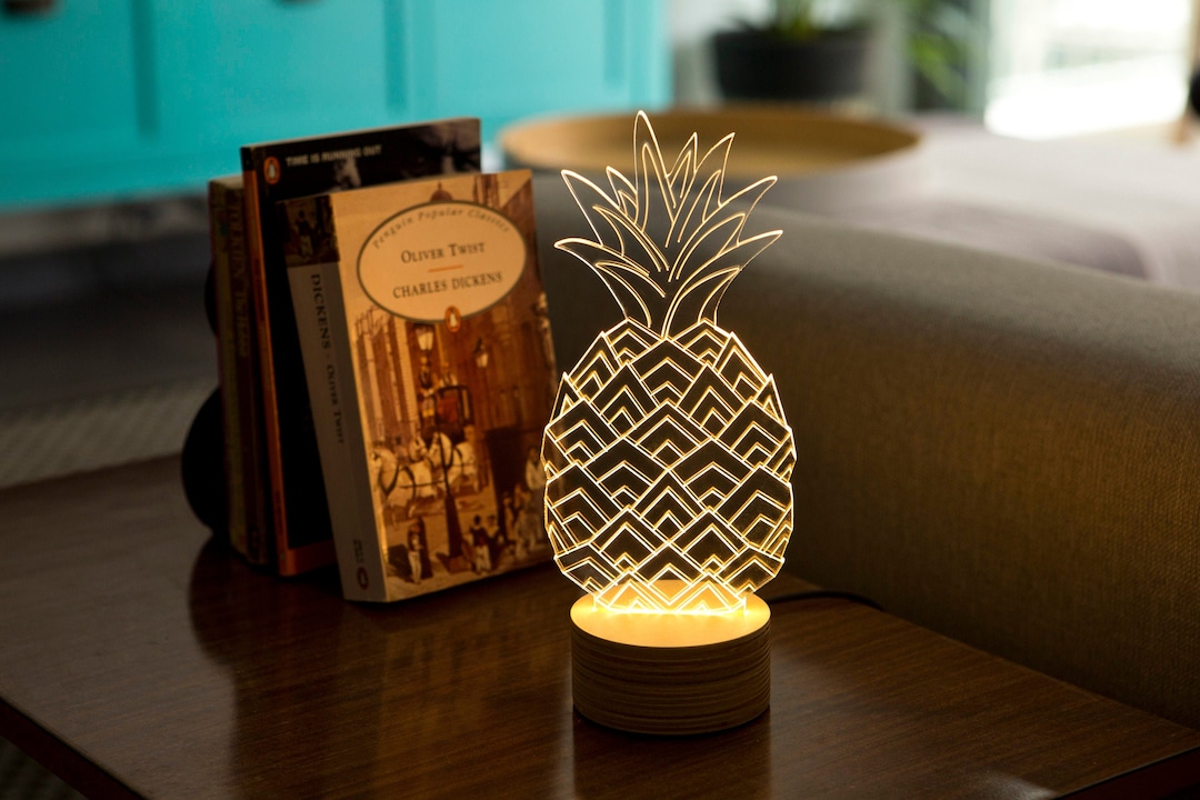 The Original PINEAPPLE BULBING Optical Illusion 2D to 3D Table Lamp ...