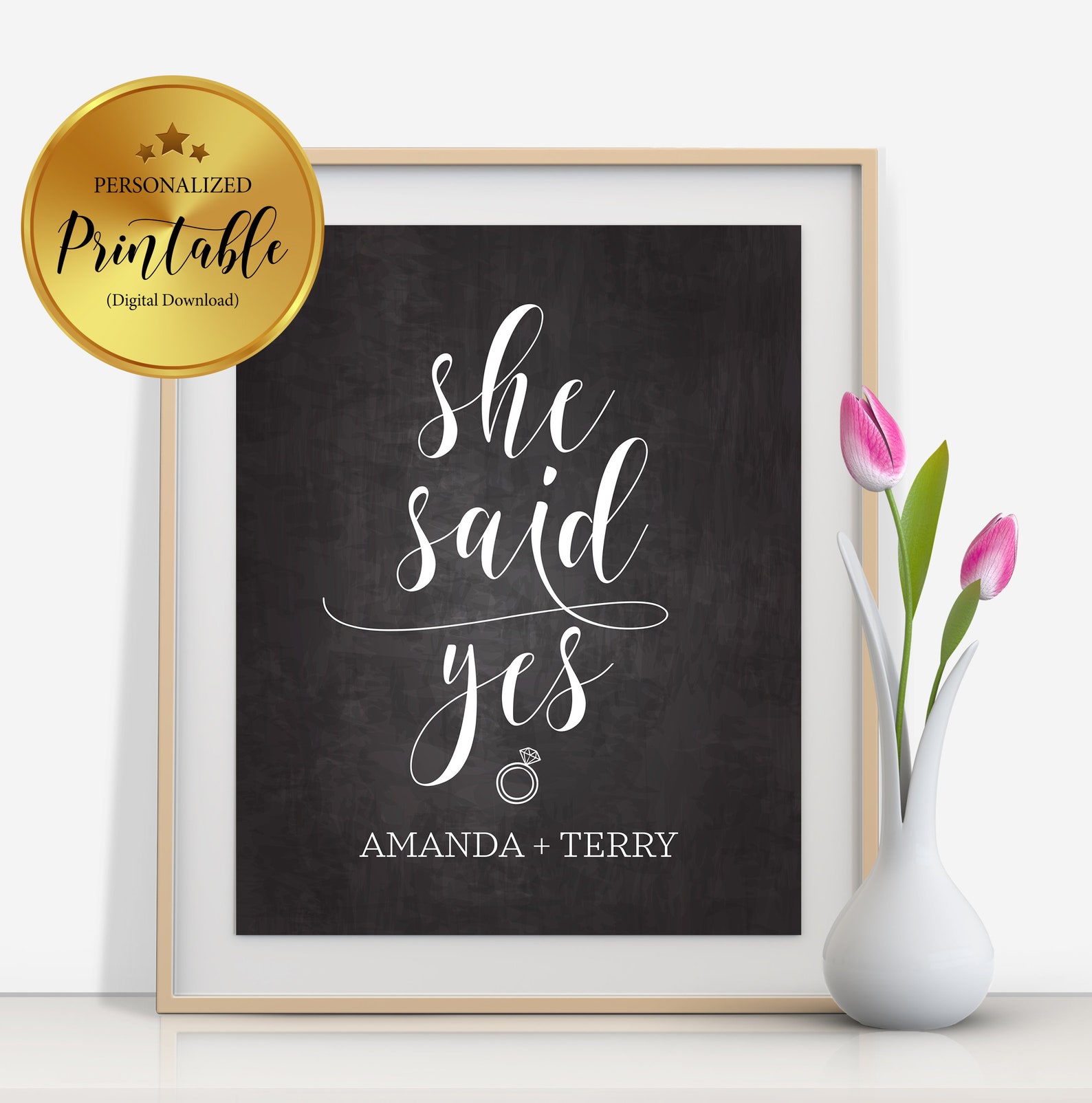 She Said Yes Sign She Said Yes Printable Engagement Sign | Etsy