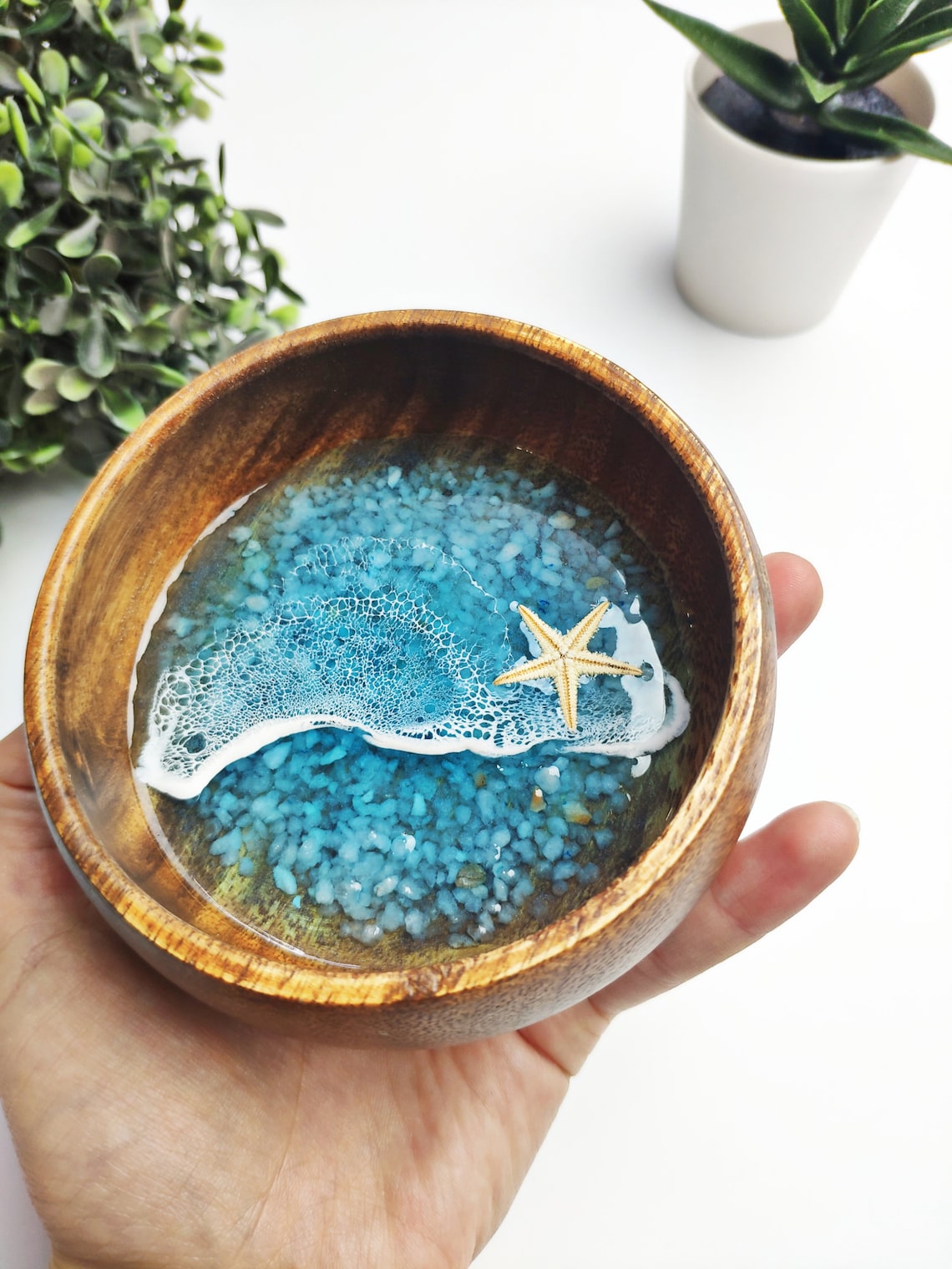 Personalized Resin Beach Jewelry Wooden Bowl Hawaii Themed - Etsy