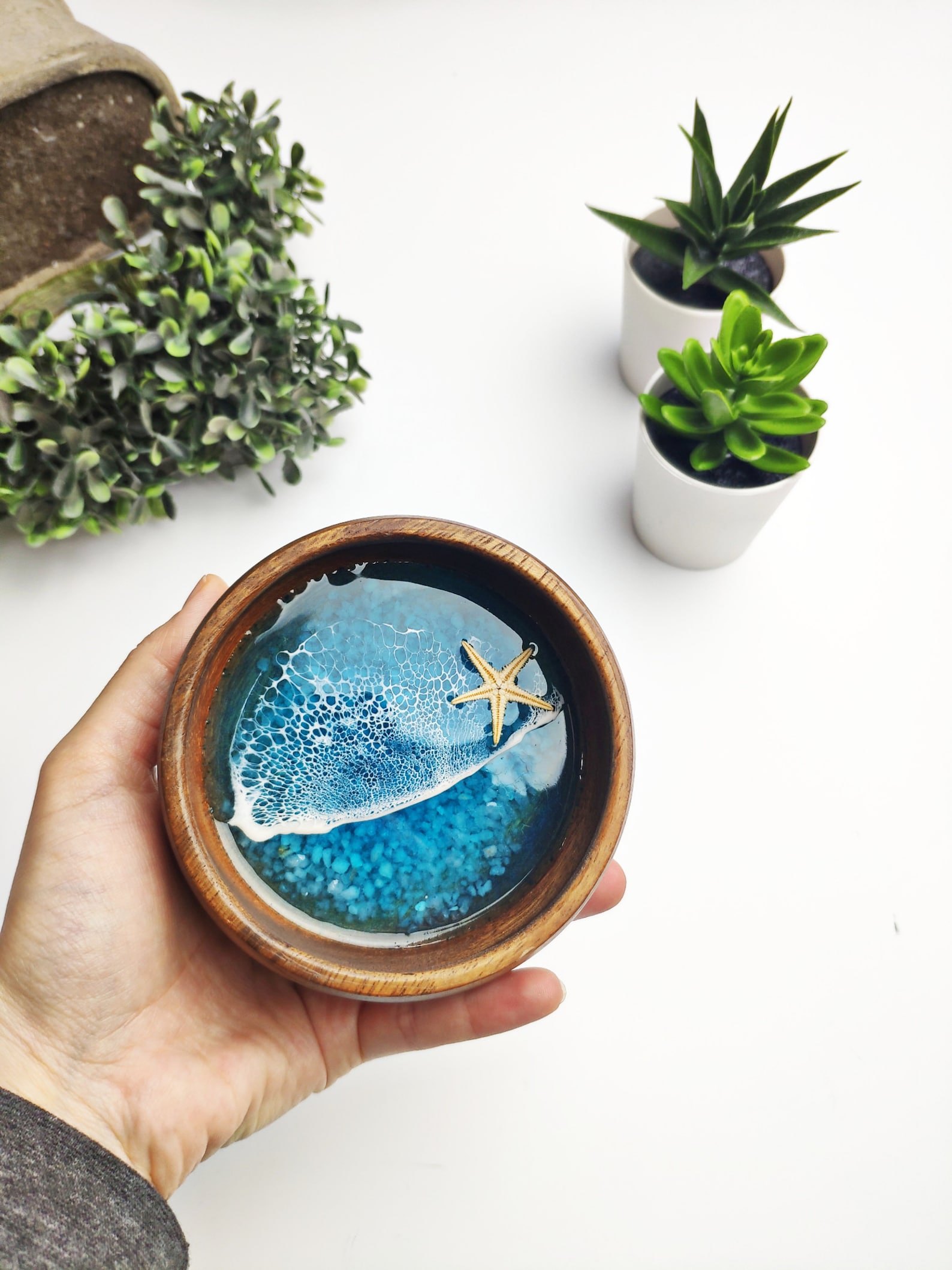 Personalized Resin Beach Jewelry Wooden Bowl Hawaii Themed - Etsy