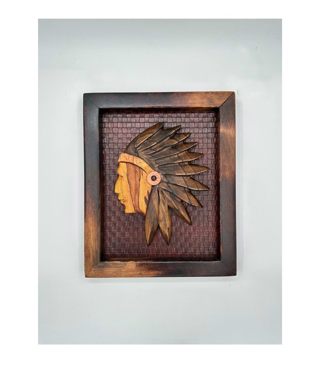 Native American Indian Wood Painting- Handmade American Indian Wall Art ...