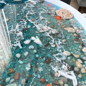 Epoxy Coffee Table / Pebble Resin Coffee Table /housewarming Gift for ...