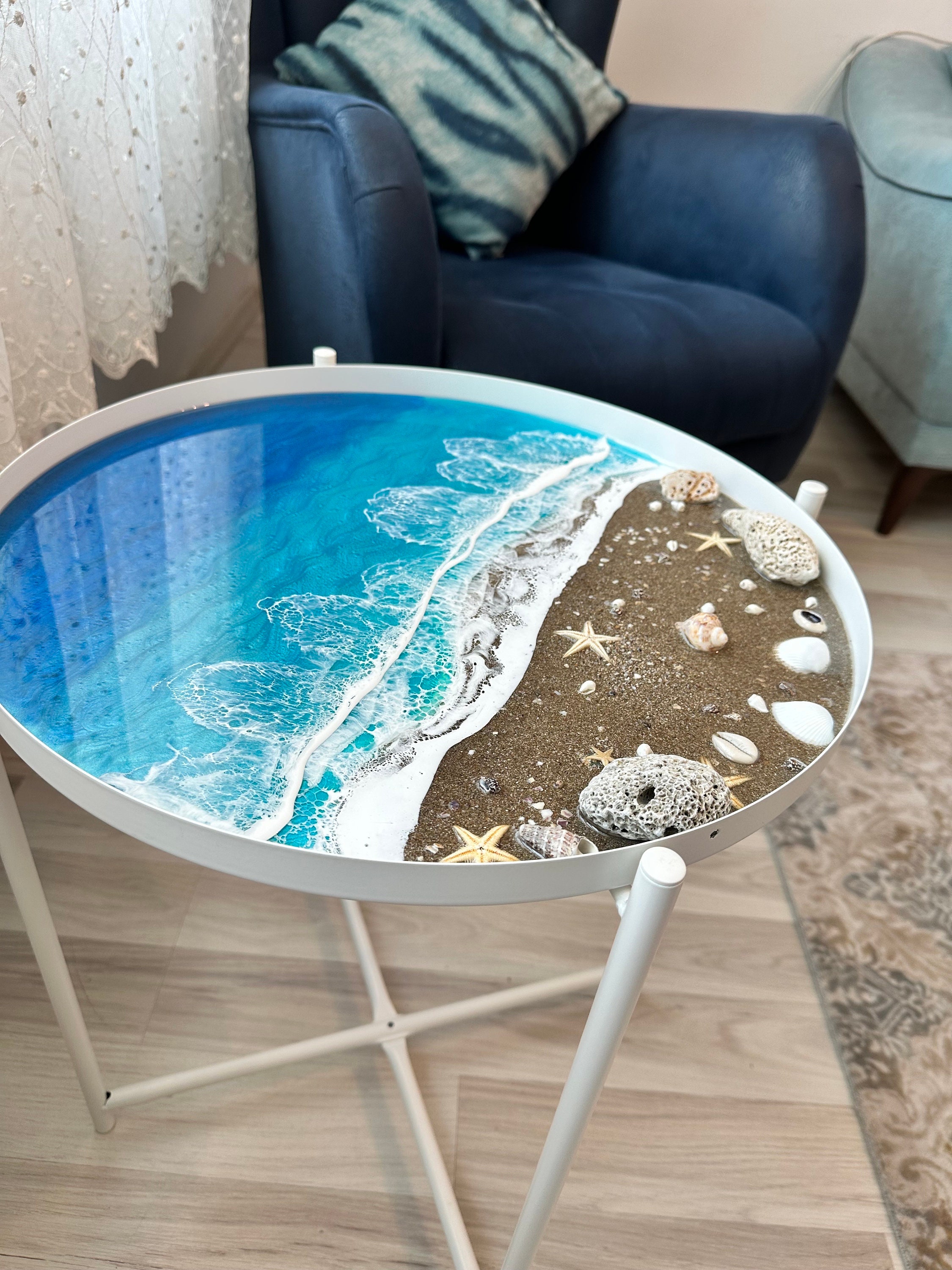 Ocean Resin Coffee Table: Handmade Nautical Sea Life Design - Etsy