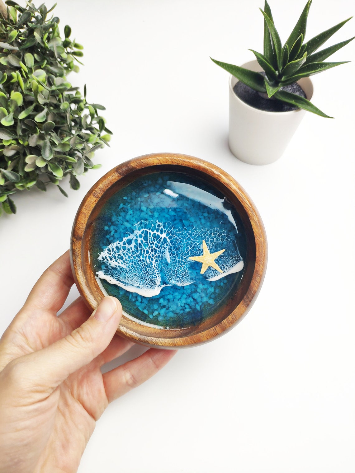 Personalized Resin Beach Jewelry Wooden Bowl Hawaii Themed - Etsy