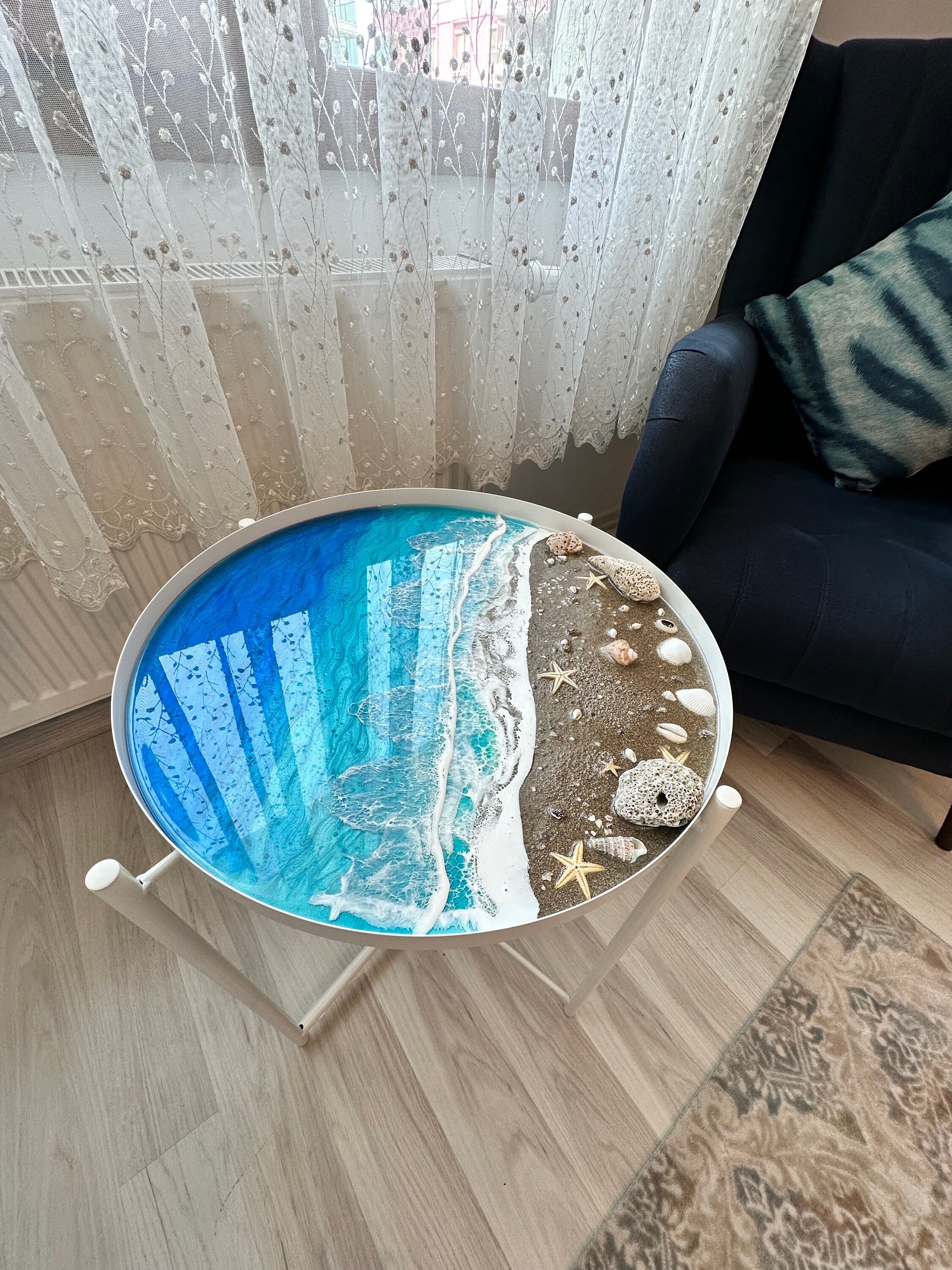 Ocean Resin Coffee Table: Handmade Nautical Sea Life Design - Etsy