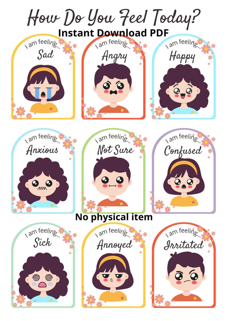 Kids Feelings Chart – Toddler & Preschool Emotions, How Do You Feel ...