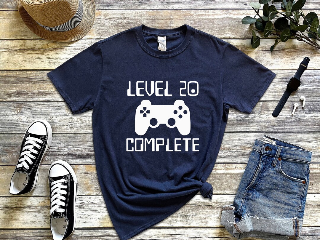 Level 20 Complete Shirt, 20th Anniversary Gift for Man, Gamer Husband ...