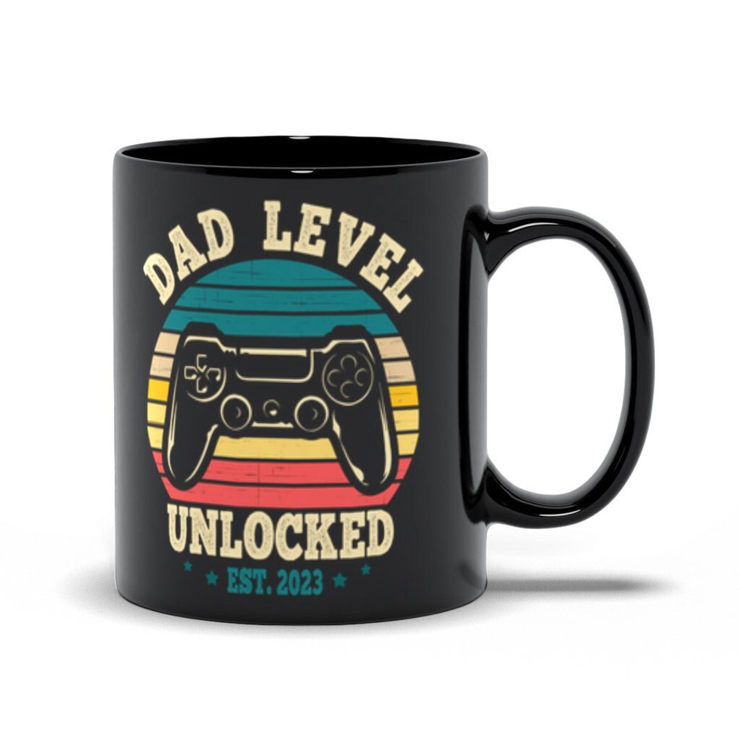 Dad Level Unlocked Mug, Est 2023, Dad to Be Gift, Daddy Gamer Mugs ...