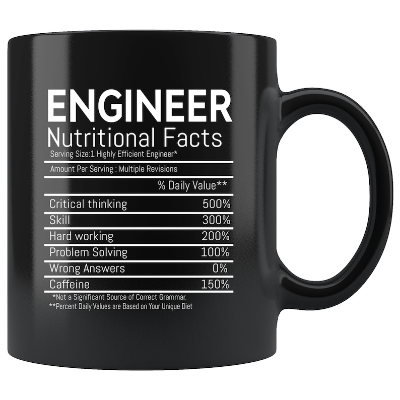 Engineer Nutritional Facts Mug Engineering Mug Engineer Mug Etsy
