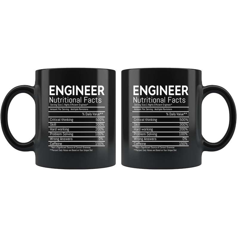 Engineer Nutritional Facts Mug Engineering Mug Engineer Mug Etsy