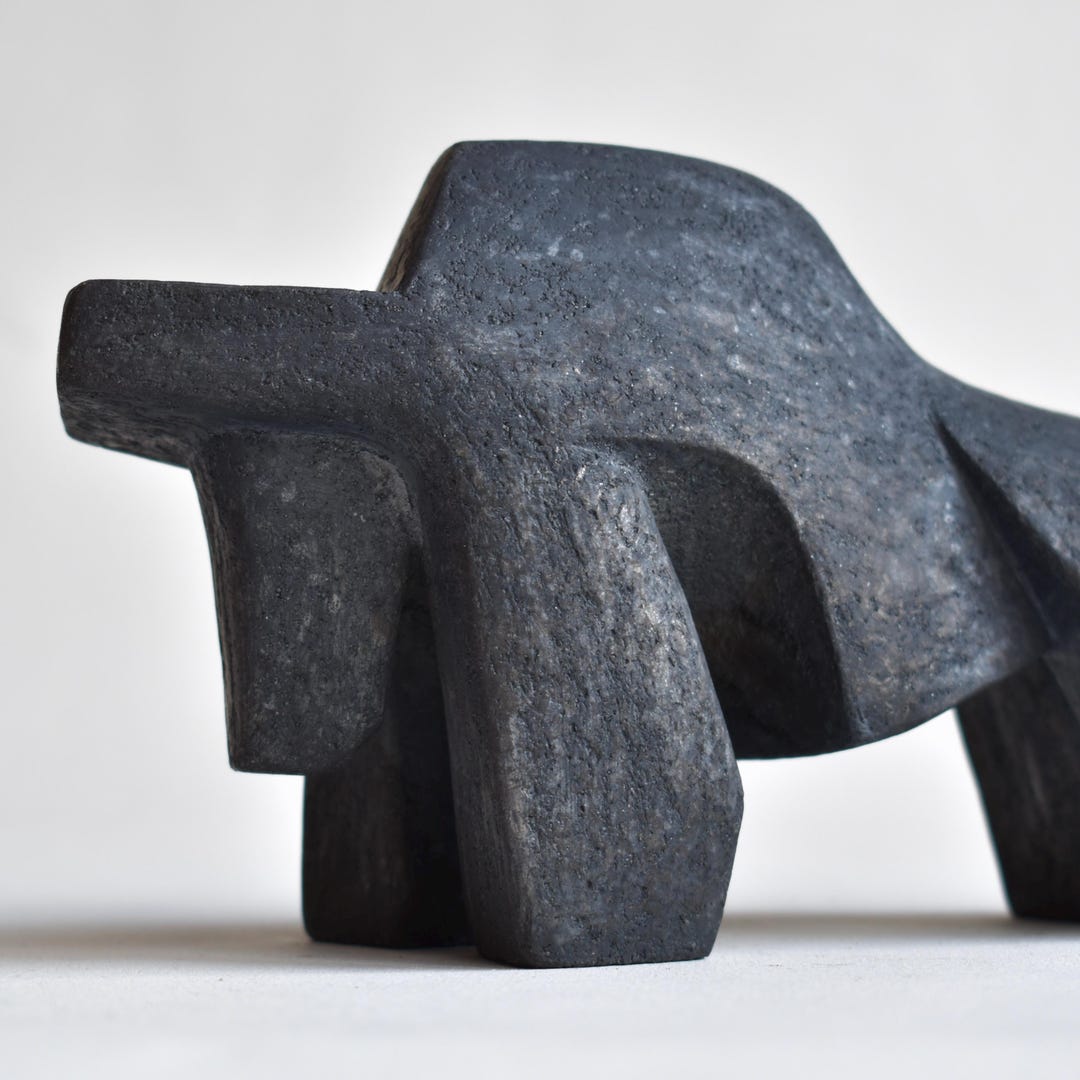 Ceramic Sculpture- Bull. Clay Figurine Art Handmade Natural Materials ...