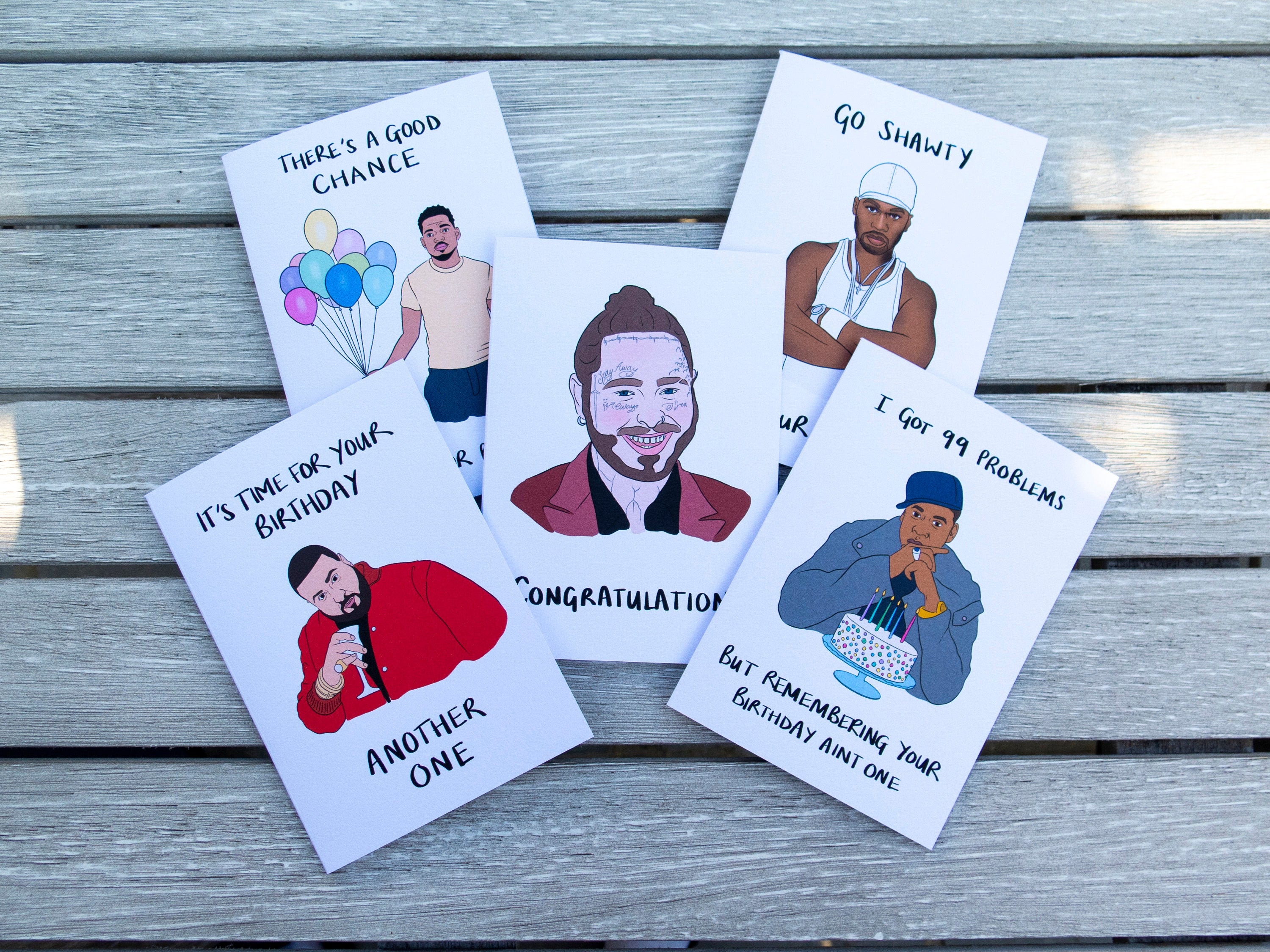 PACK OF 5 Rapper Themed Cards Birthday Anniversary | Etsy
