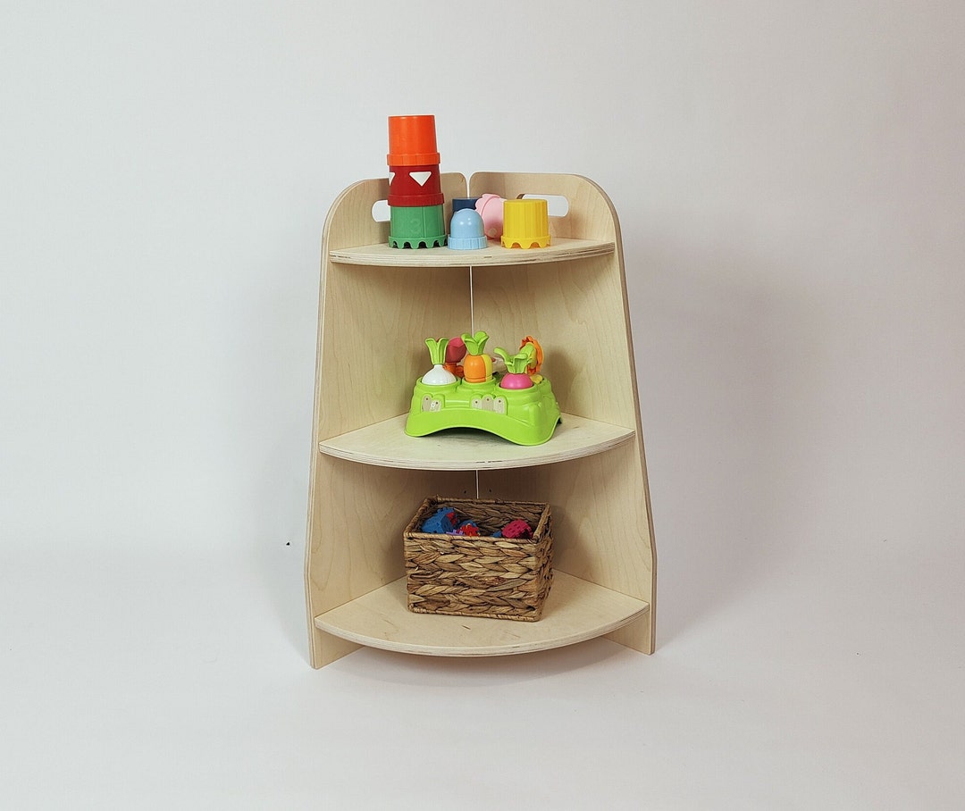Corner End Cabinet, Wooden Toy Shelf, Montessori Plywood, Kids Shelf - Etsy