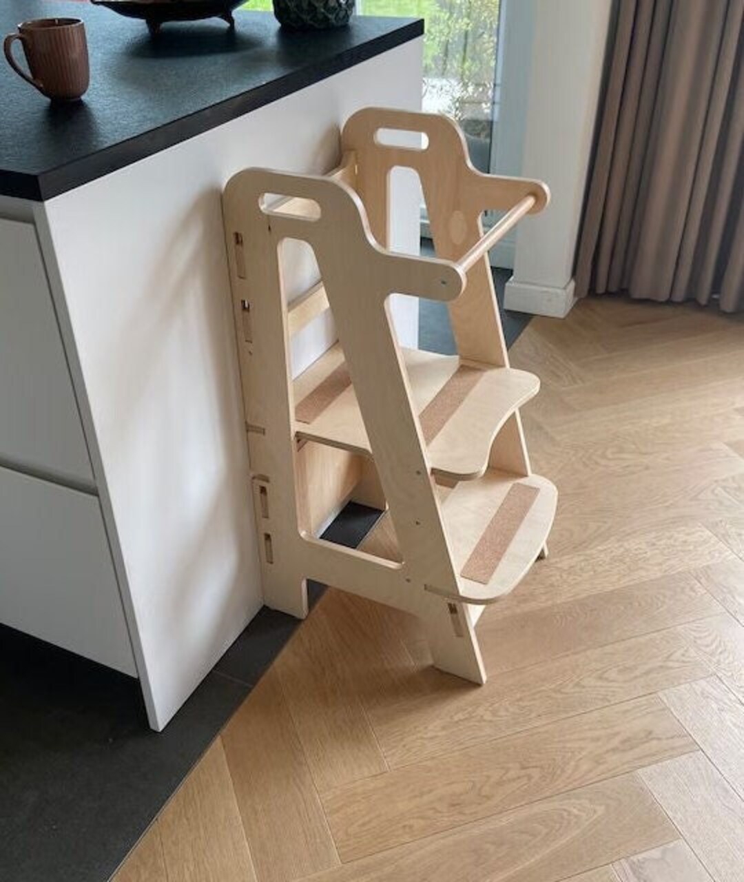 Montessori Helper for the Kitchen, WOODEN Learning Stool, Plywood Tower ...