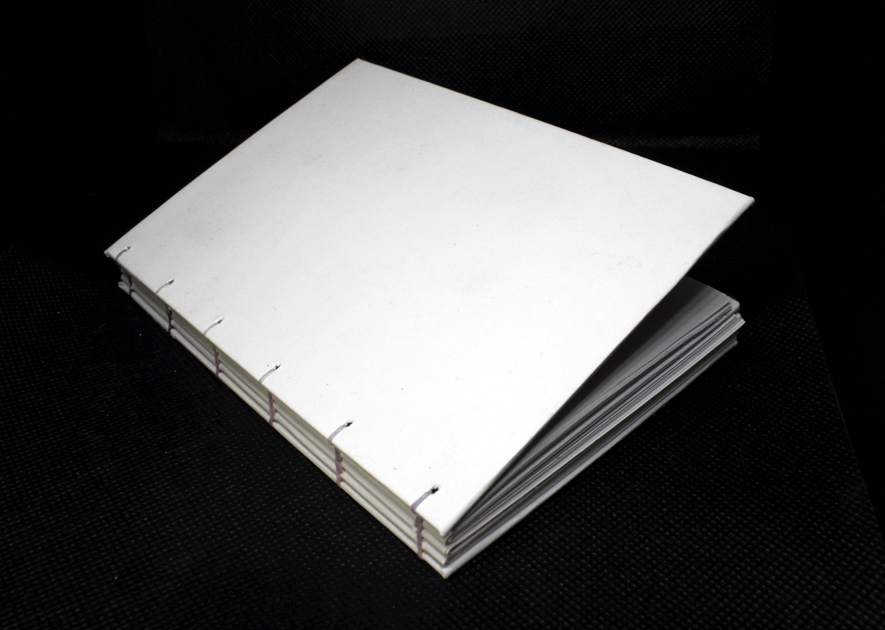 White Lay-flat Coptic Bound Notebook Unlined Journal Blank Sketchbook ...