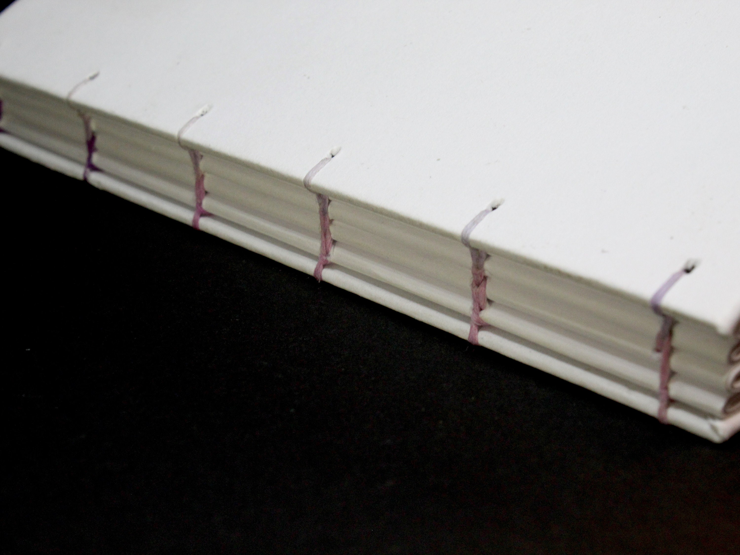 White Lay-flat Coptic Bound Notebook - Unlined Journal - Blank ...
