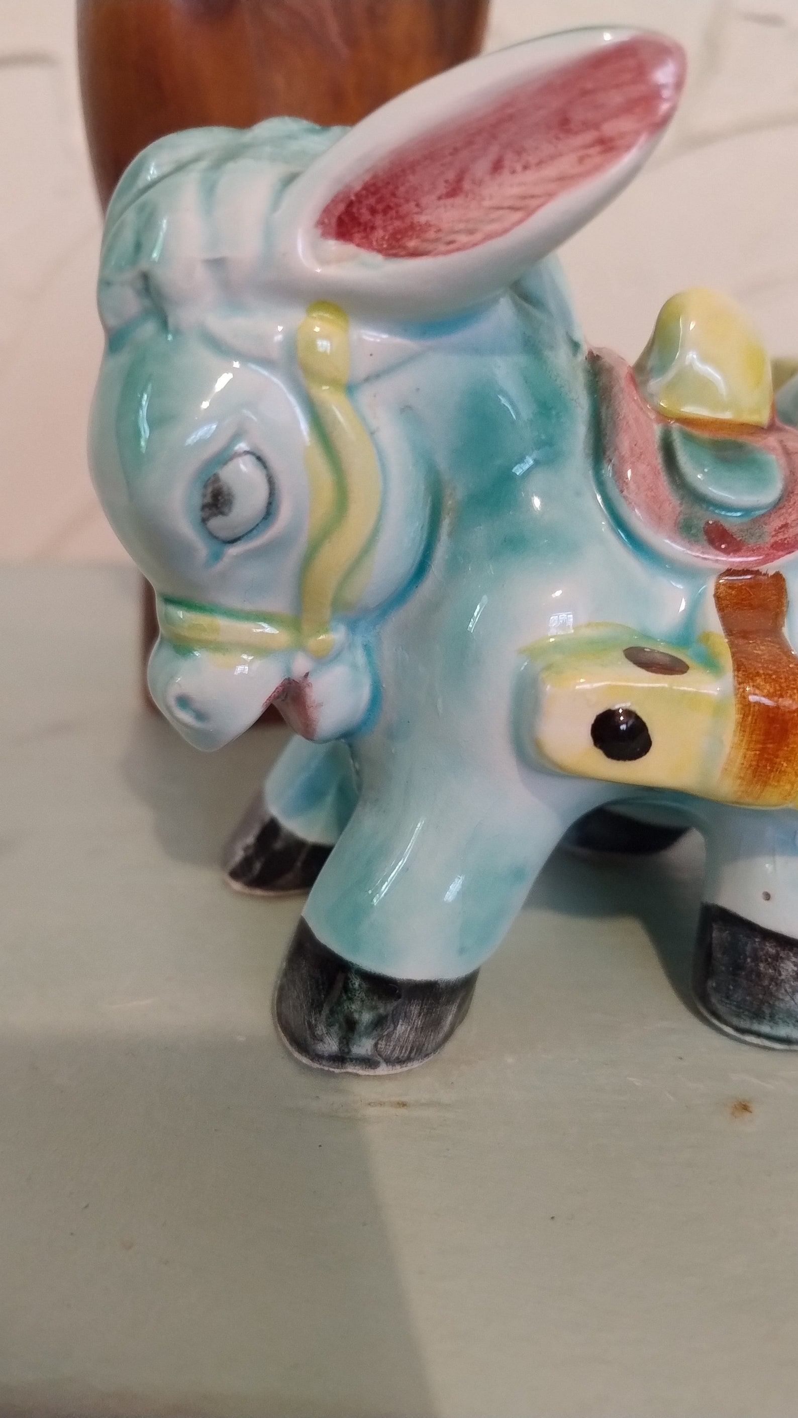 Vintage Cutesy Ceramic Donkey and Cart Planter Trinket Pot Ornament ...