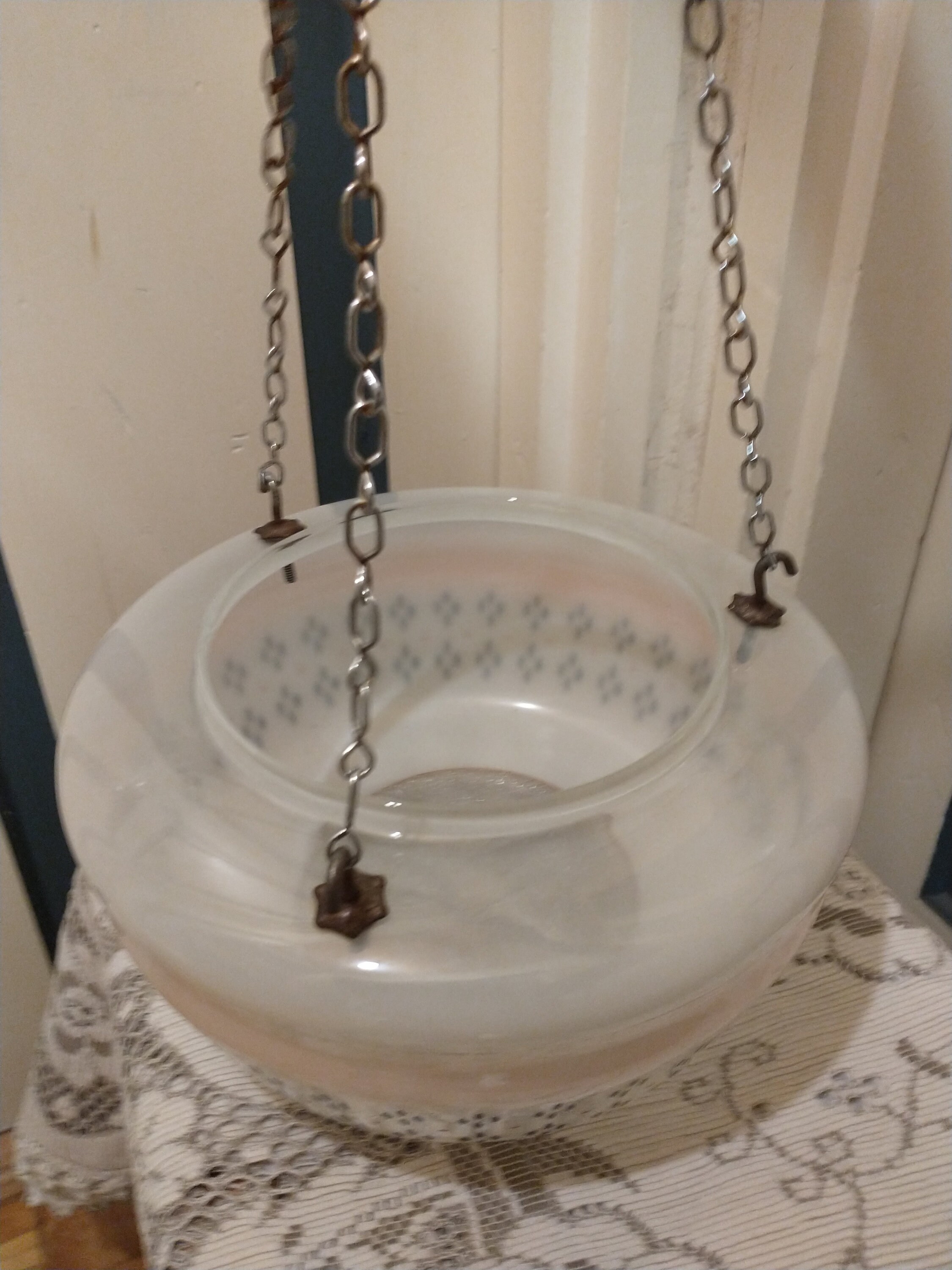 Vintage Original 1950s Glass Ceiling Lampshade With Chains - Etsy UK