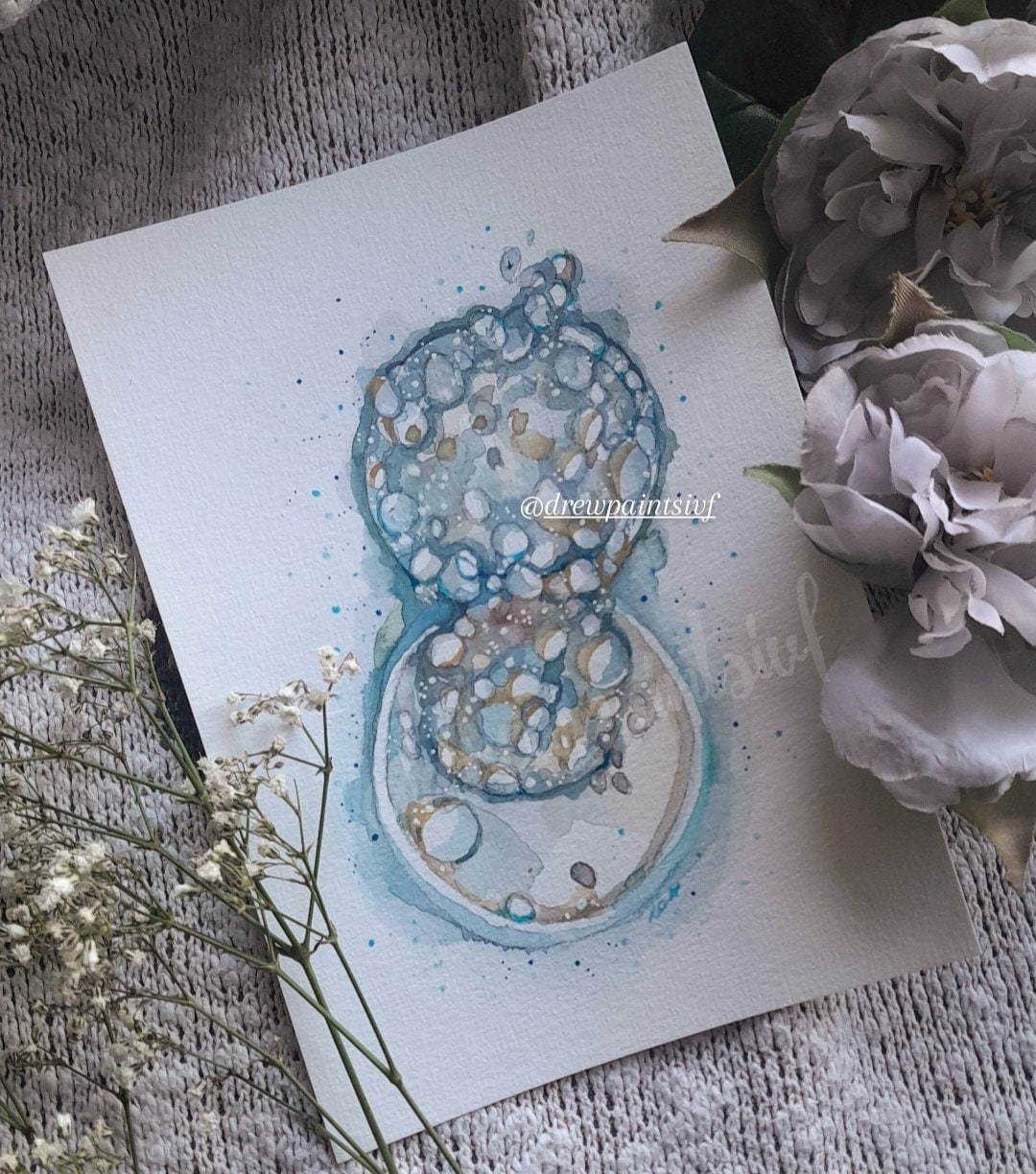 Custom Embryo Watercolor Painting: Handmade IVF Art for Single Embryo ...