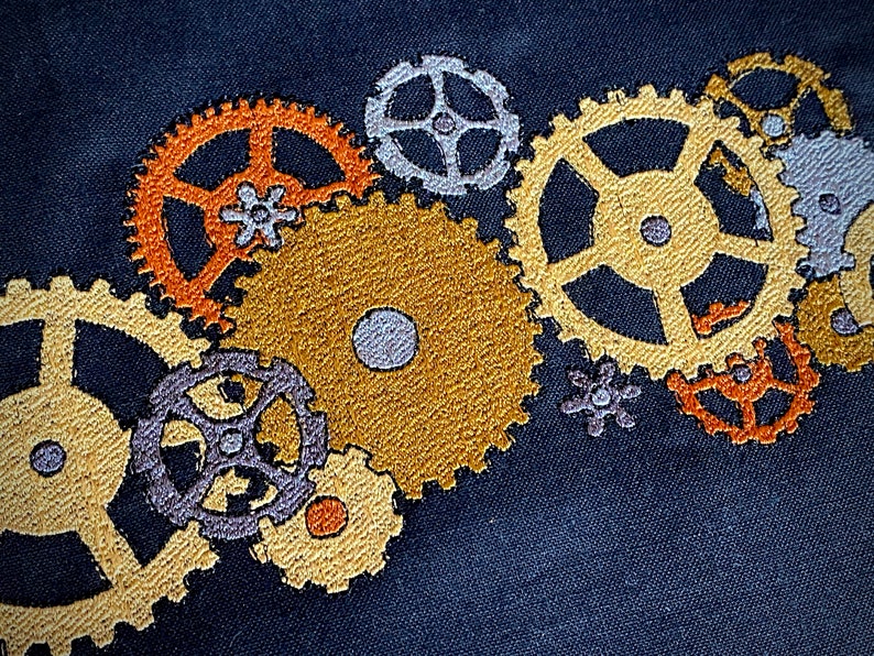 Steampunk Gears Cogs Clockwork Machine Embroidery File. Split | Etsy