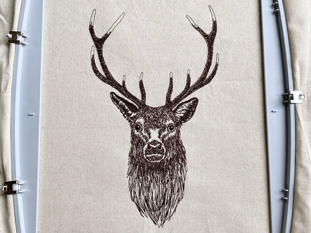 Red Deer Stag Machine Embroidery File, Sketched Style. 4 Sizes, 7 File ...