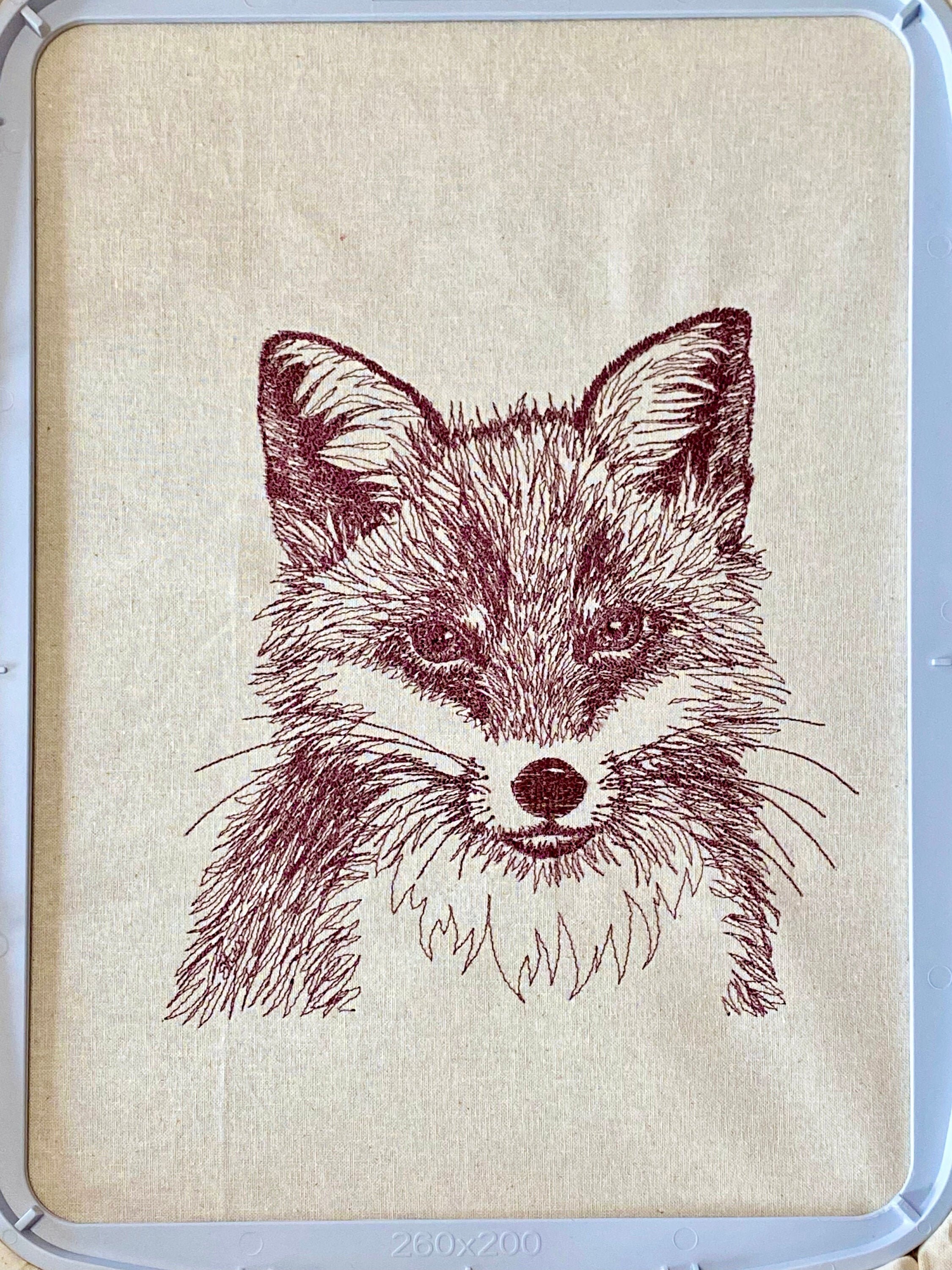 Fox Machine Embroidery File, Sketched Style. 4 Sizes, 7 File Formats ...