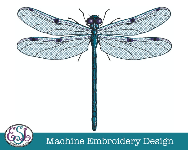 Dragonfly Machine Embroidery Design With Optional Appliqué Wings. 6 ...