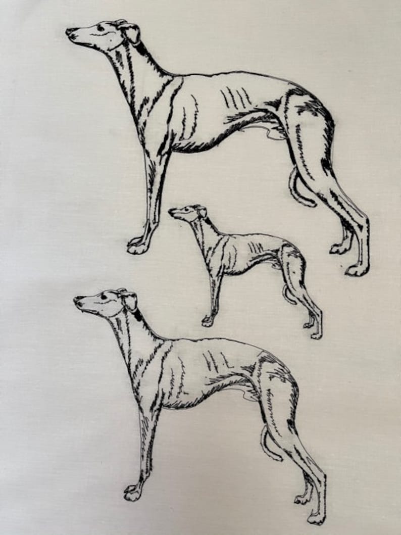 Greyhound / Whippet Machine Embroidery File, Digital Download. Sketched ...