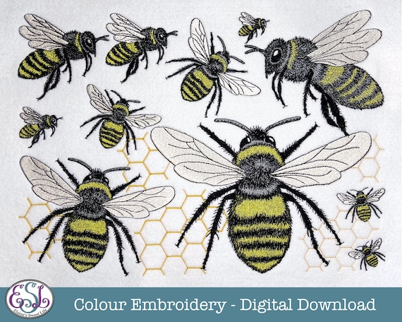 Bee / Honey Bee Machine Embroidery Files Sketched Style - Etsy