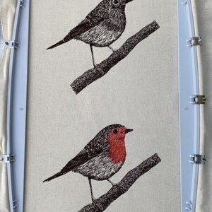 Robin Red Breast Machine Embroidery File Sketched Style. Two - Etsy