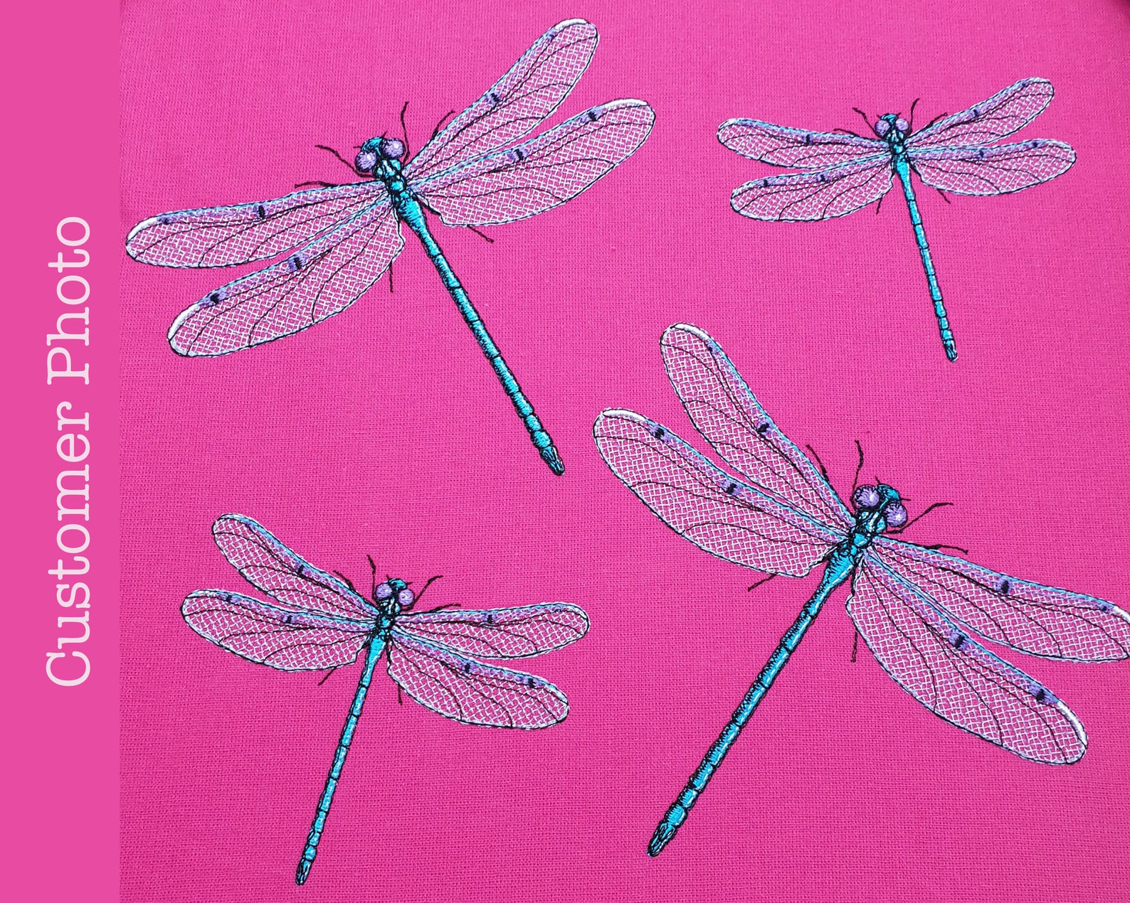 Dragonfly Machine Embroidery Design With Optional Appliqué Wings. 6 ...