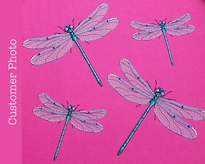 Dragonfly Machine Embroidery Design With Optional Appliqué Wings. 6 ...