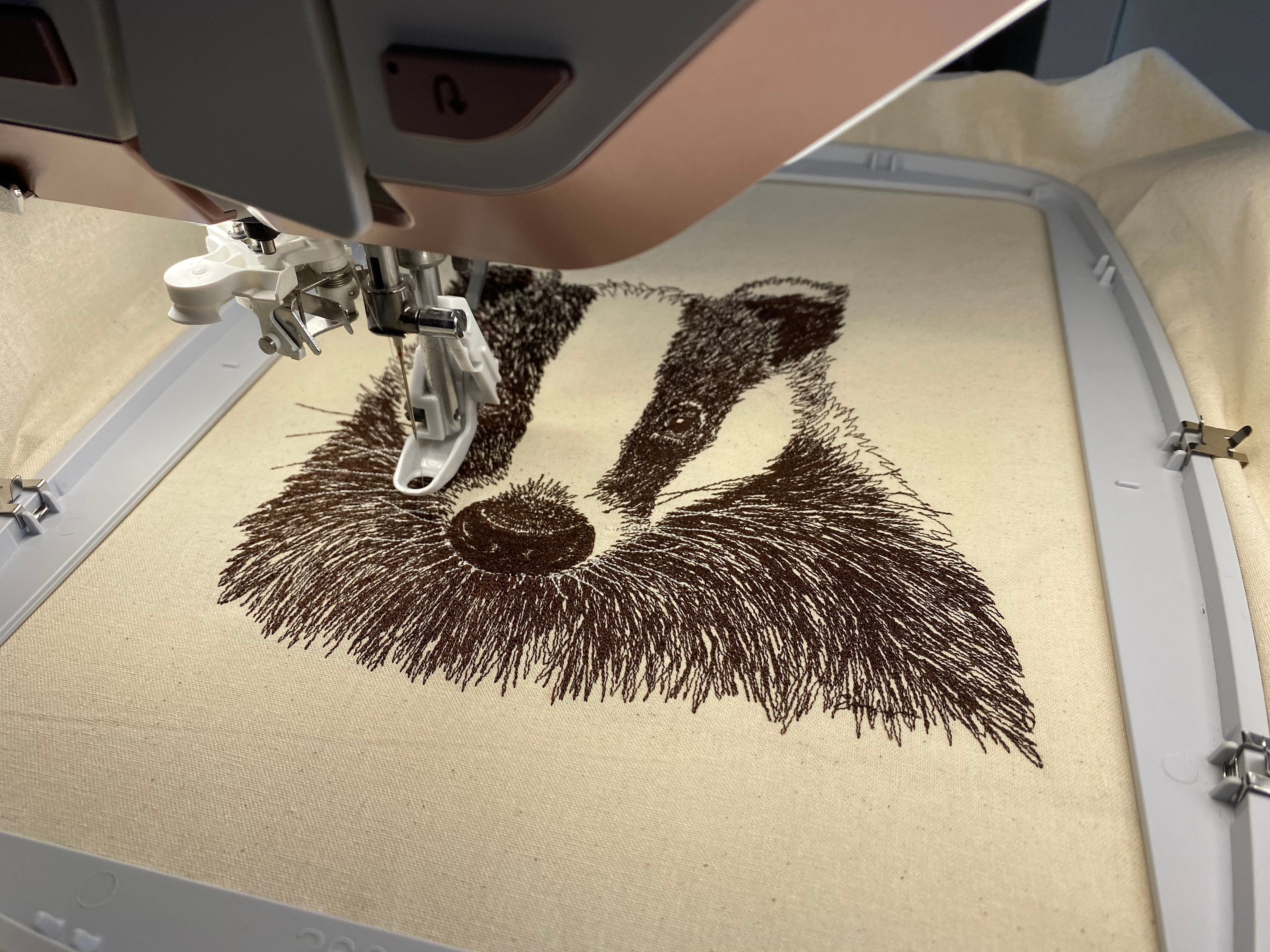Badger Machine Embroidery File, Sketched Style, Monotone Effect. 5 ...
