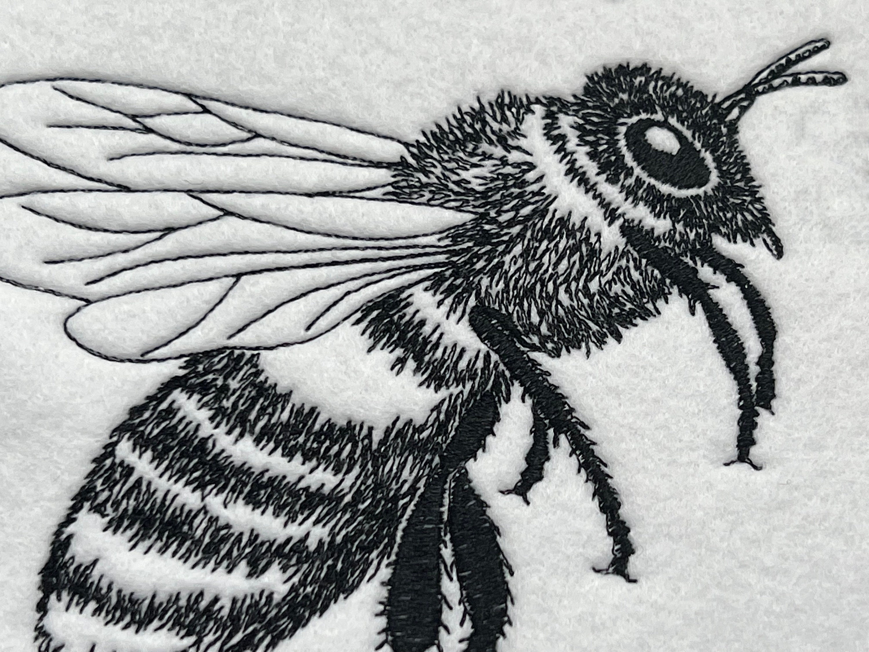 Bee / Honey Bee Machine Embroidery Files, Sketched Style, Monotone. 2 ...