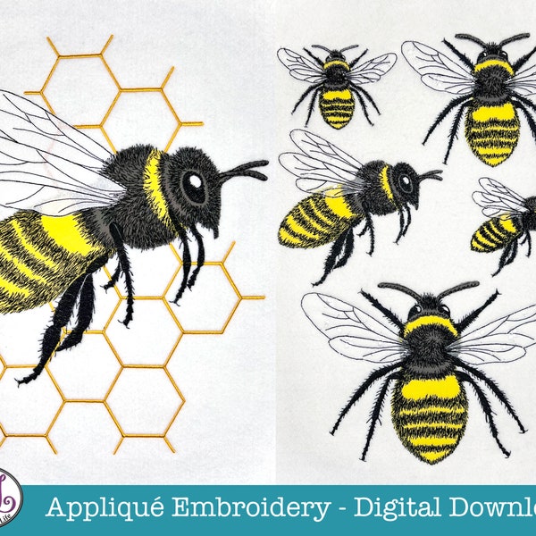 Honey Bee Embroidery - Etsy