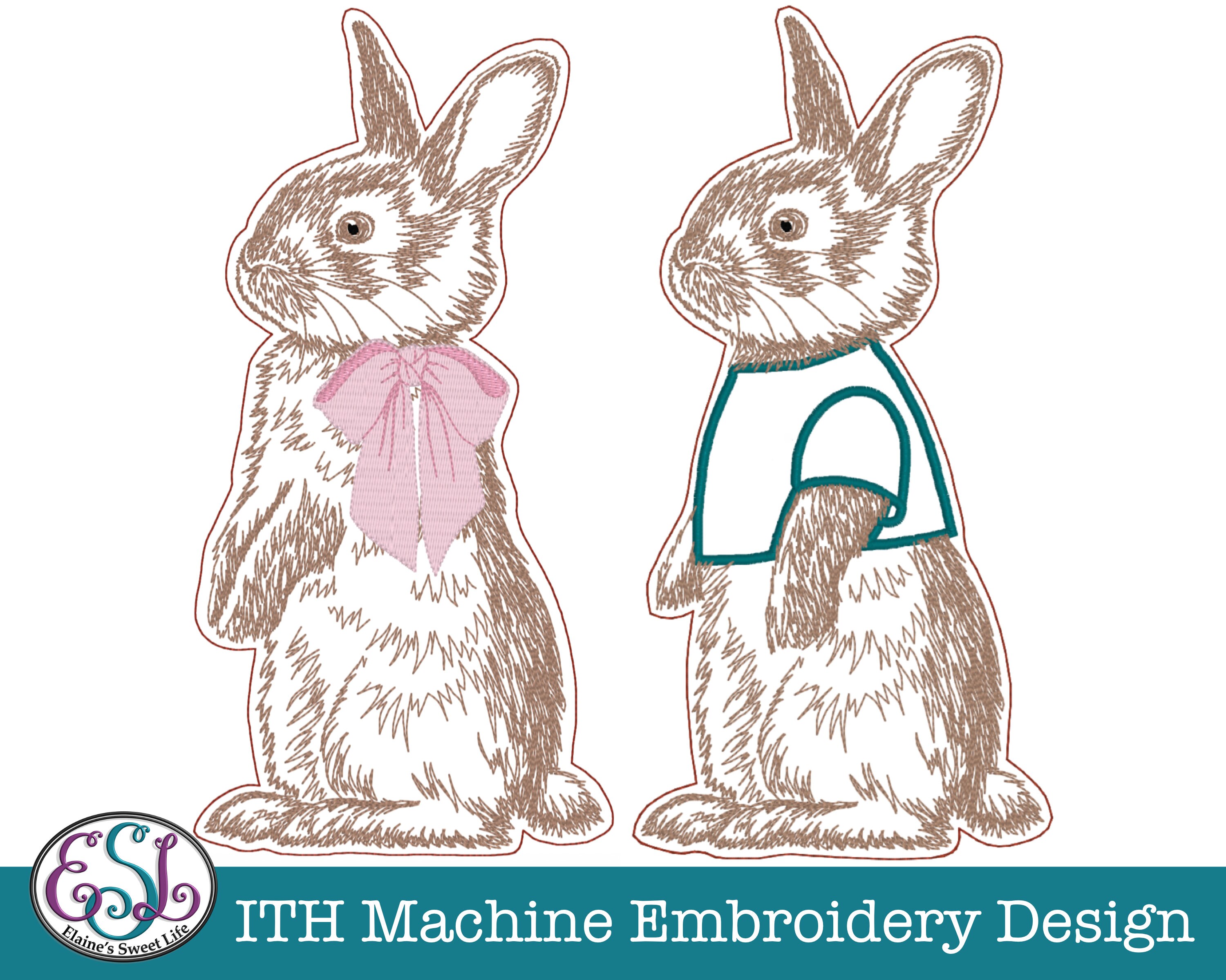 Easter Bunny Stuffed Animal, 2D Cut Edge ITH Stuffies. Embroidery ...