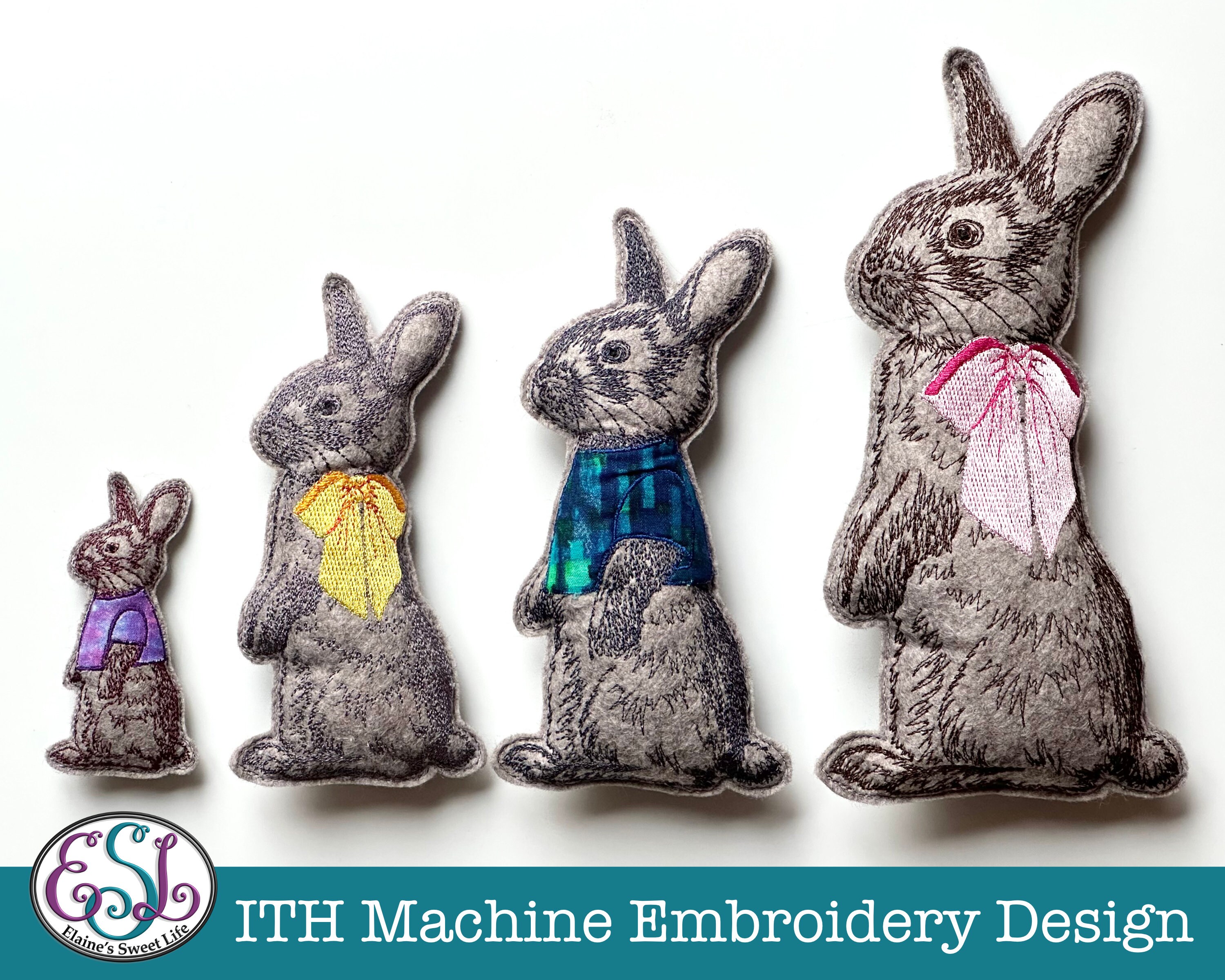 Easter Bunny Stuffed Animal, 2D Cut Edge ITH Stuffies. Embroidery ...