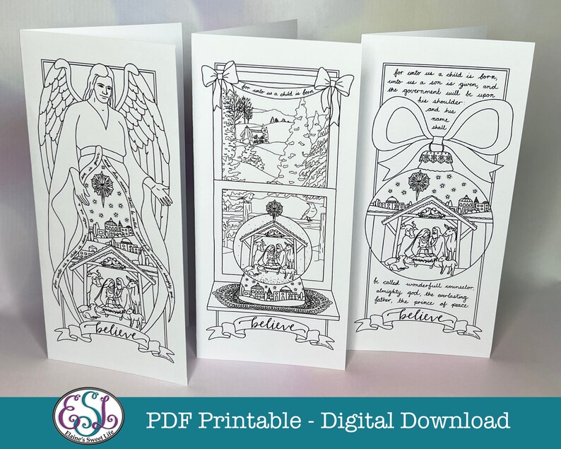 PDF Printable Christmas Cards With Nativity on an Angel a - Etsy UK