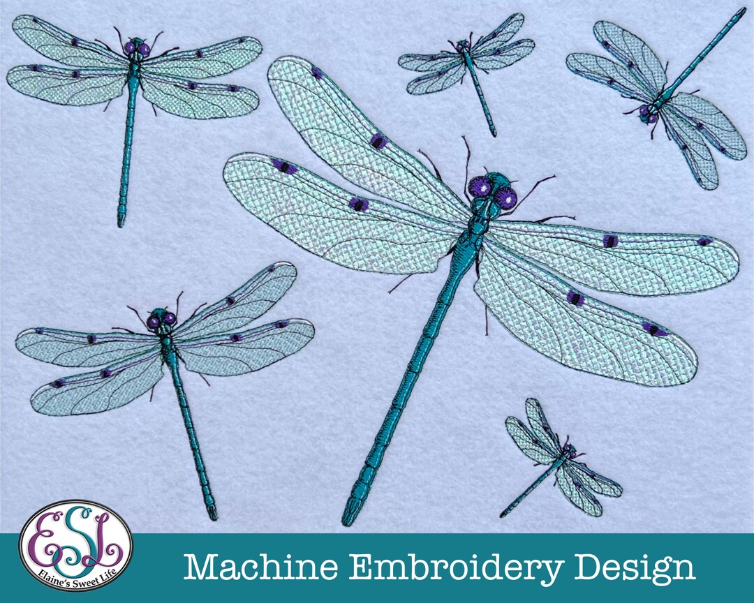Dragonfly Machine Embroidery Design With Optional Appliqué Wings. 6 ...