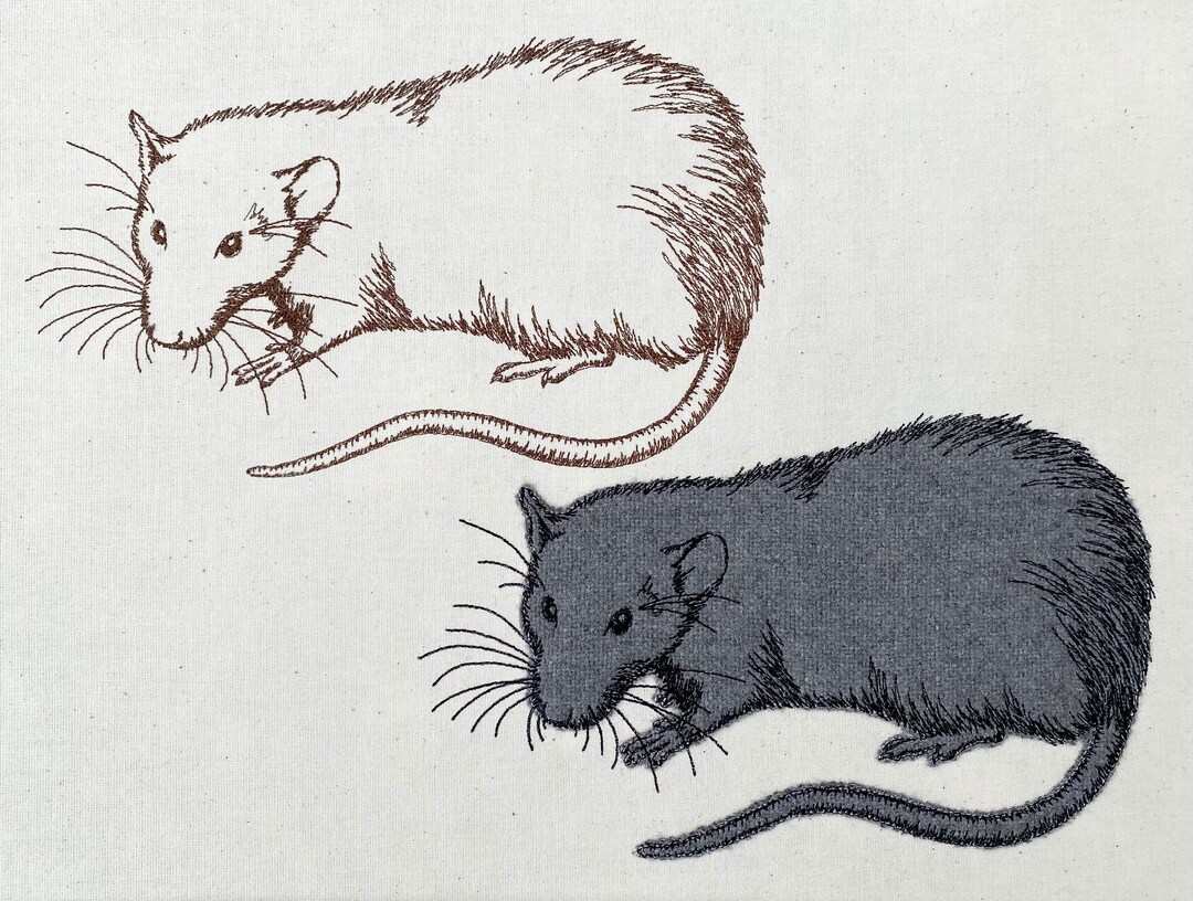 Roland Rat Machine Embroidery File, Sketched Style, Monotone as Well as ...