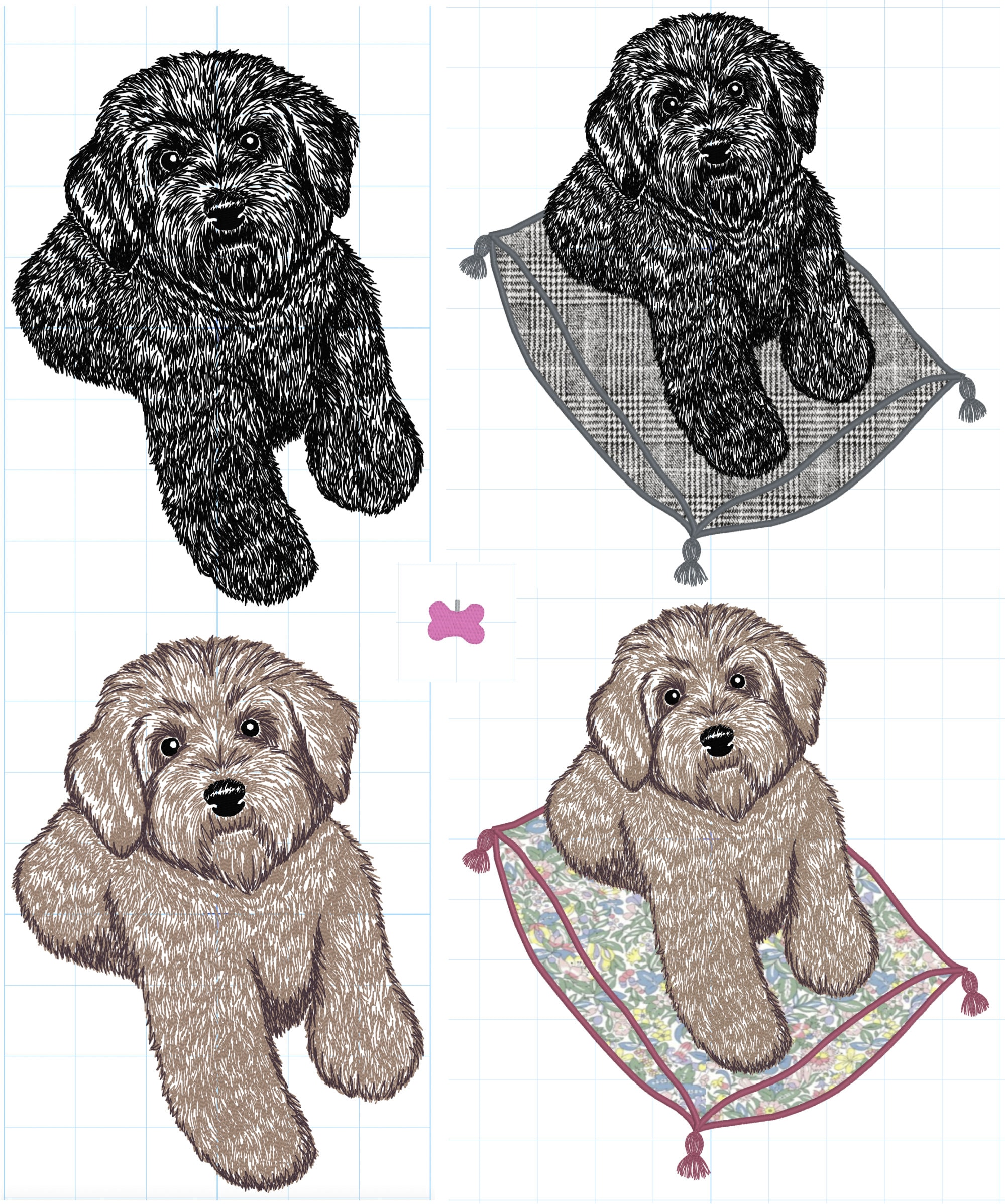 Daisy the Cockapoo Dog (poodle Cross Breed) Machine Embroidery File ...