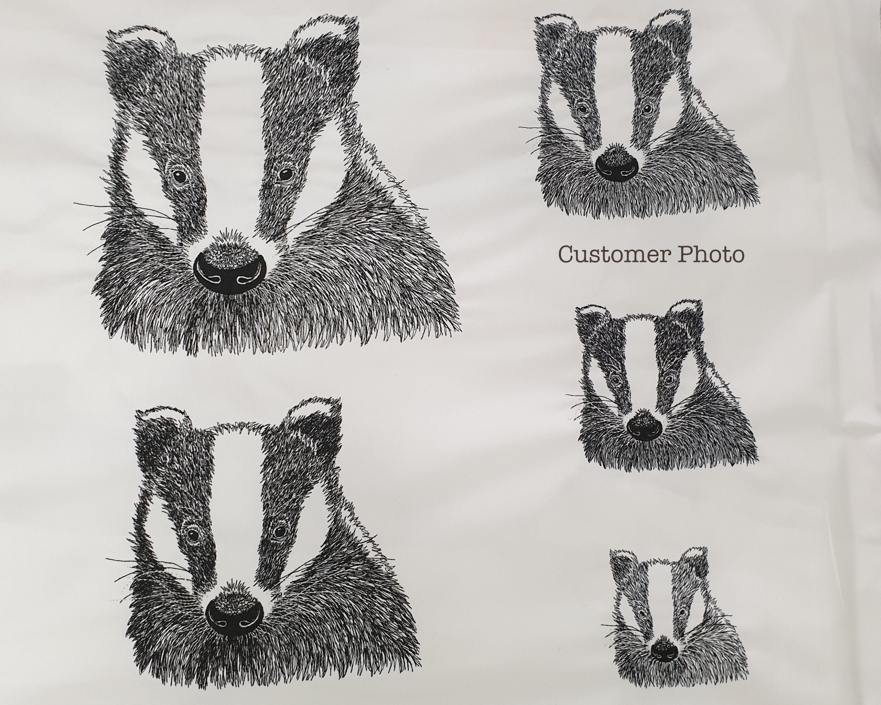 Badger Machine Embroidery File Sketched Style Monotone - Etsy UK