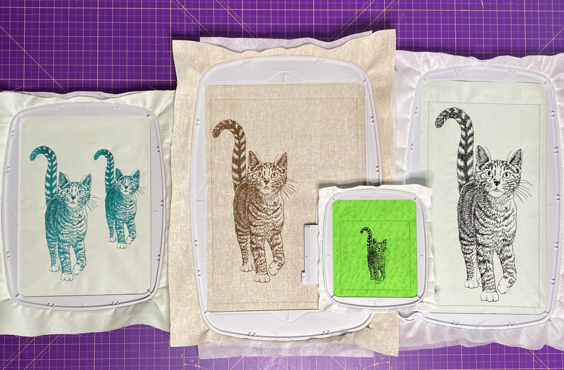 Tabitha Tabby Cat Machine Embroidery File Sketched Style. 5 | Etsy UK