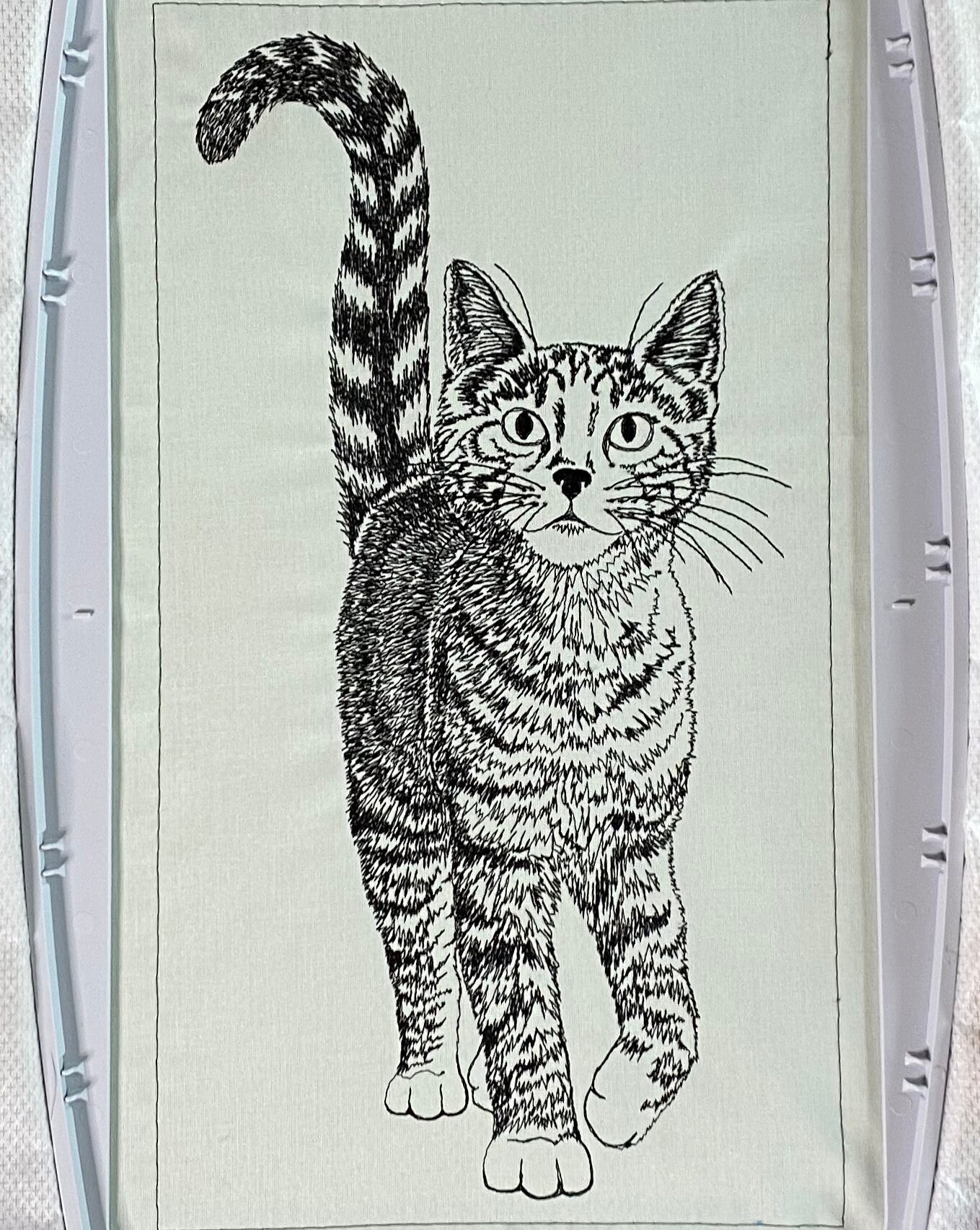 Tabitha Tabby Cat Machine Embroidery File Sketched Style. 5 - Etsy UK