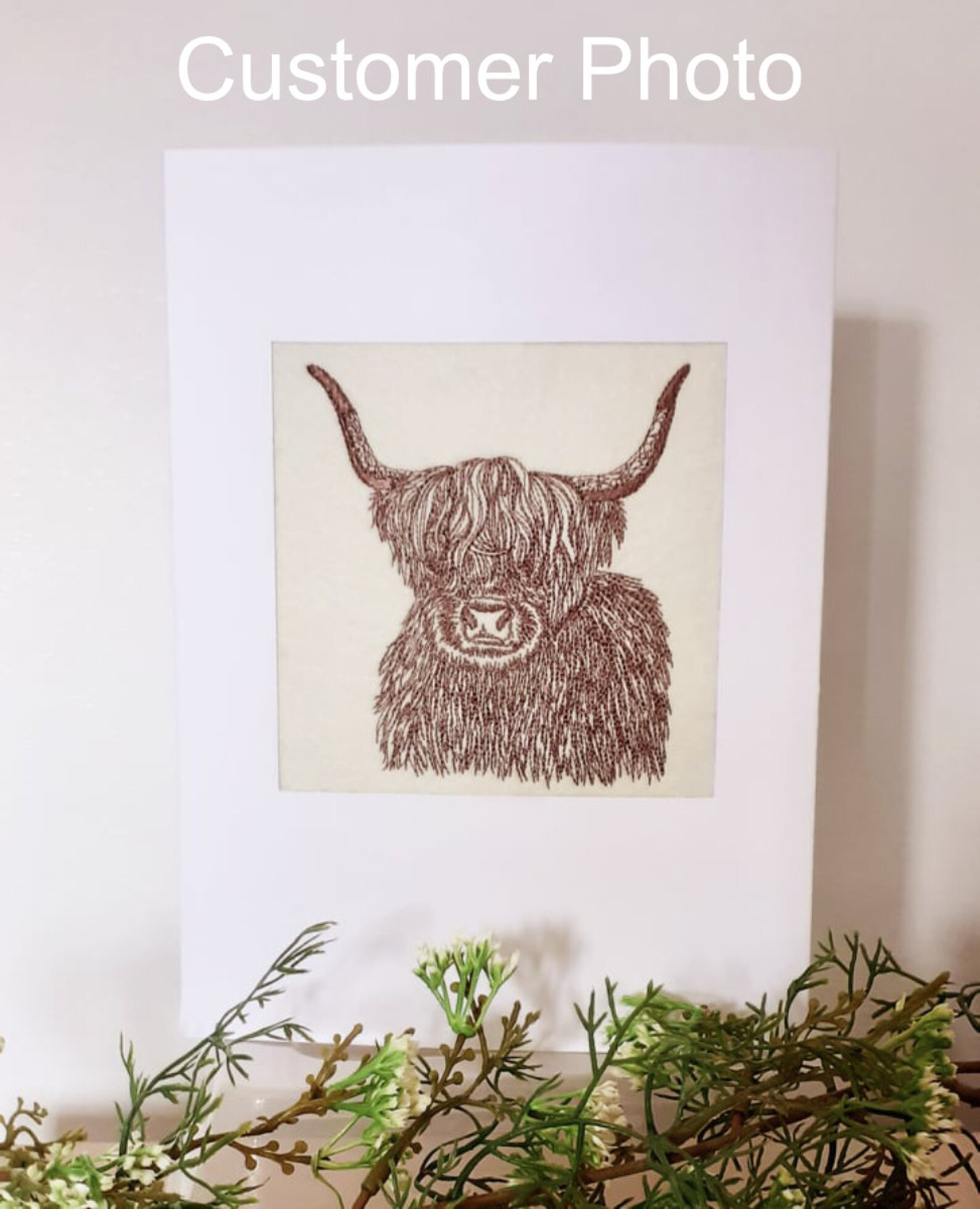 Highland Cow Machine Embroidery File Sketched Style. 4 Sizes - Etsy