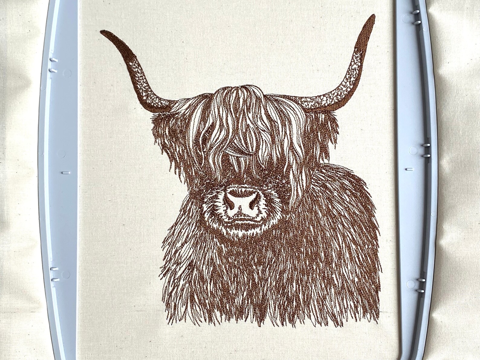 Highland Cow Machine Embroidery File Sketched Style. 4 Sizes - Etsy