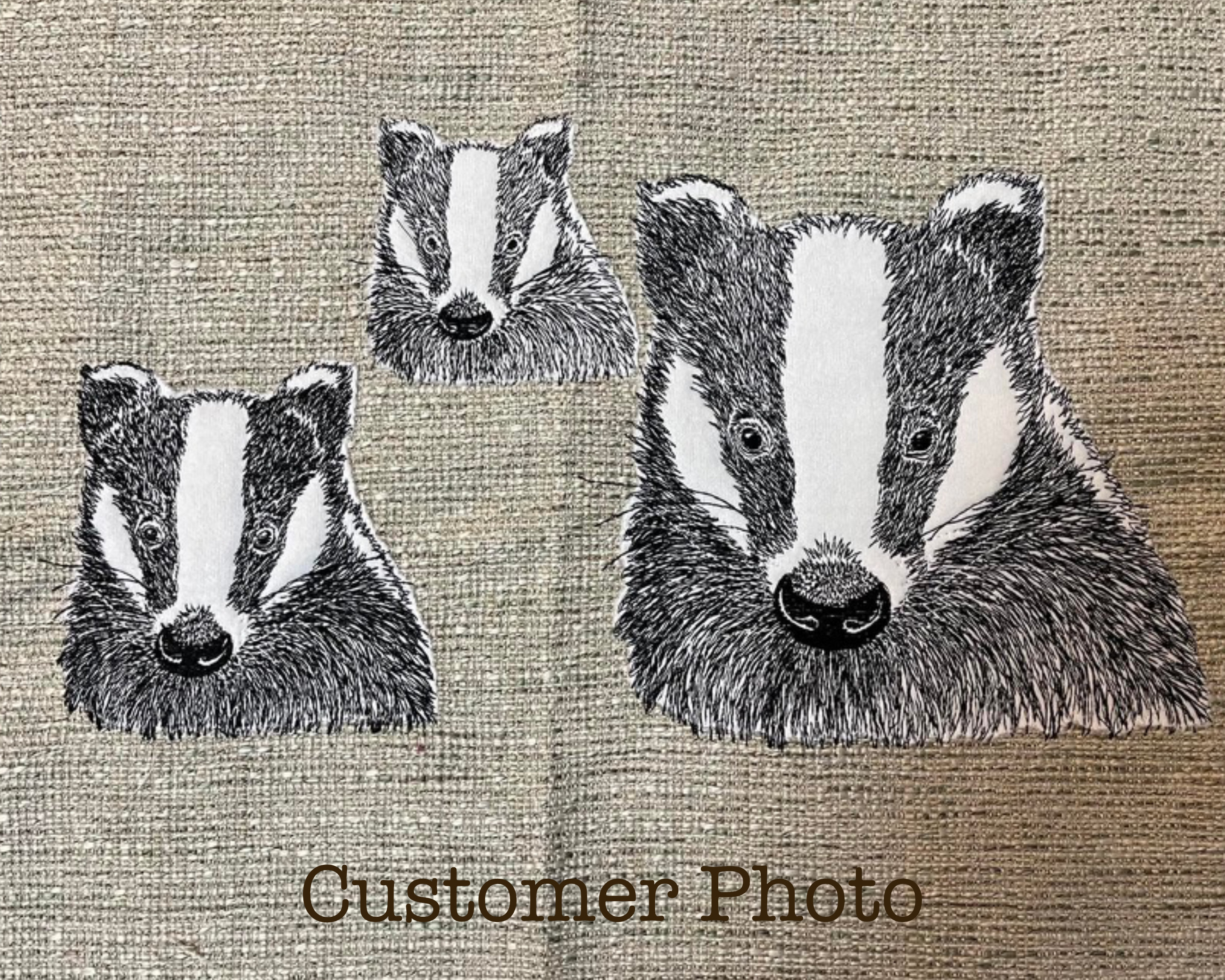 Badger Machine Embroidery File, Sketched Style, Monotone Effect. 5 ...
